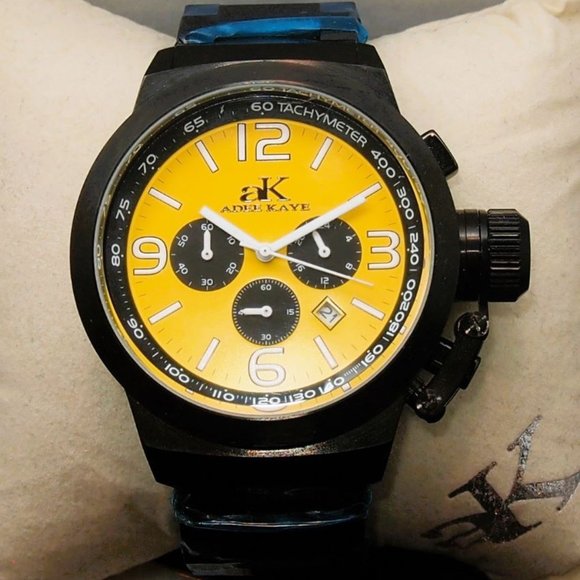 Adee Kaye | Accessories | Mens Black Pvd Chronograph Russian Diver ...